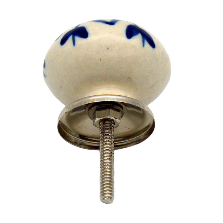 Nicola Spring - Round Ceramic Cabinet Knobs - Navy Flower | Wayfair.co.uk
